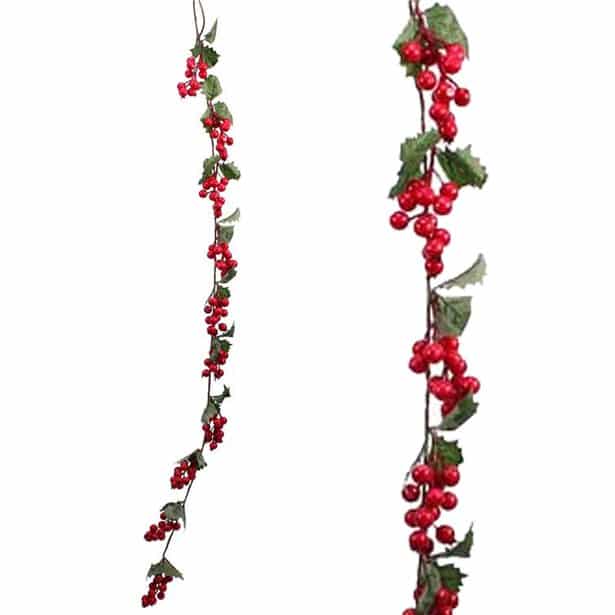 Red Berry Garland, Wreaths & Christmas Door Bows